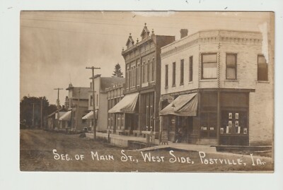 POSTCARD SEGMENT OF MAIN STREET WEST SIDE POSTVILLE IOWA | eBay