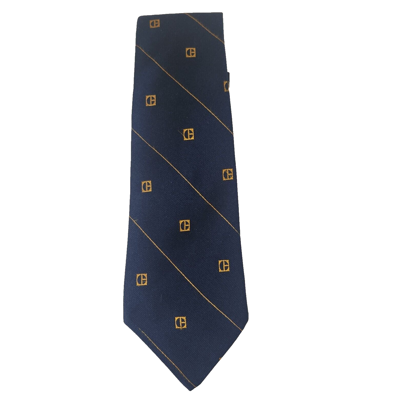 Vintage 80s Givenchy Neck Tie Mens Navy Blue Gold Striped Silk Blend | eBay