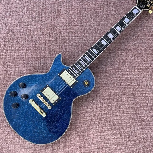 Rosewood Electric Guitar, Left Hand LP Customization, Metal Blue Gold ...