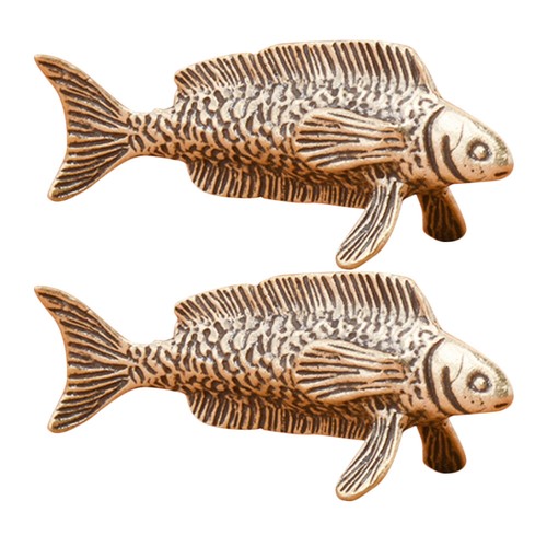 2PCS Brass Fish Statues Creative Premium Vintage Small Fish Decor for ...