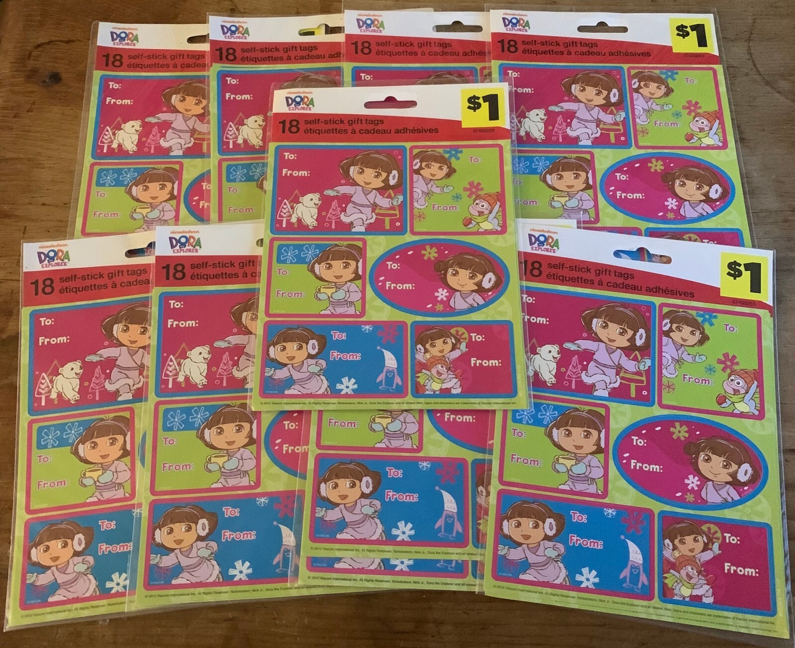 New Lot of 9 Packs of Dora the Explorer Christmas Gift Tag Stickers ...