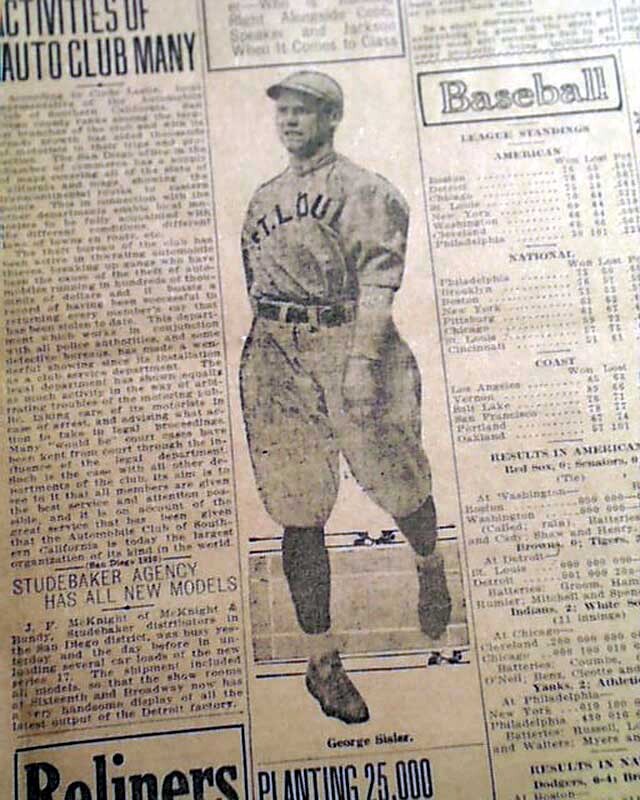 Early1916 GEORGE SISLER St. Louis Browns Baseball & Ernie Shore Photos ...