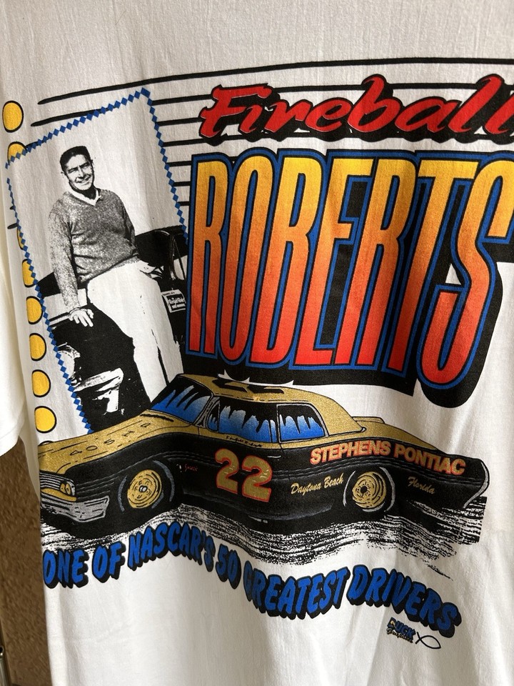 Vintage NASCAR Fireball Robert’s T Shirt Autographed Sized XL White | eBay