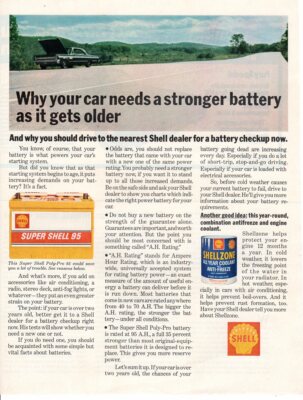 Vintage advertising print Gas Oil SHELL Super Shell Poly-Pro 95 Battery ...