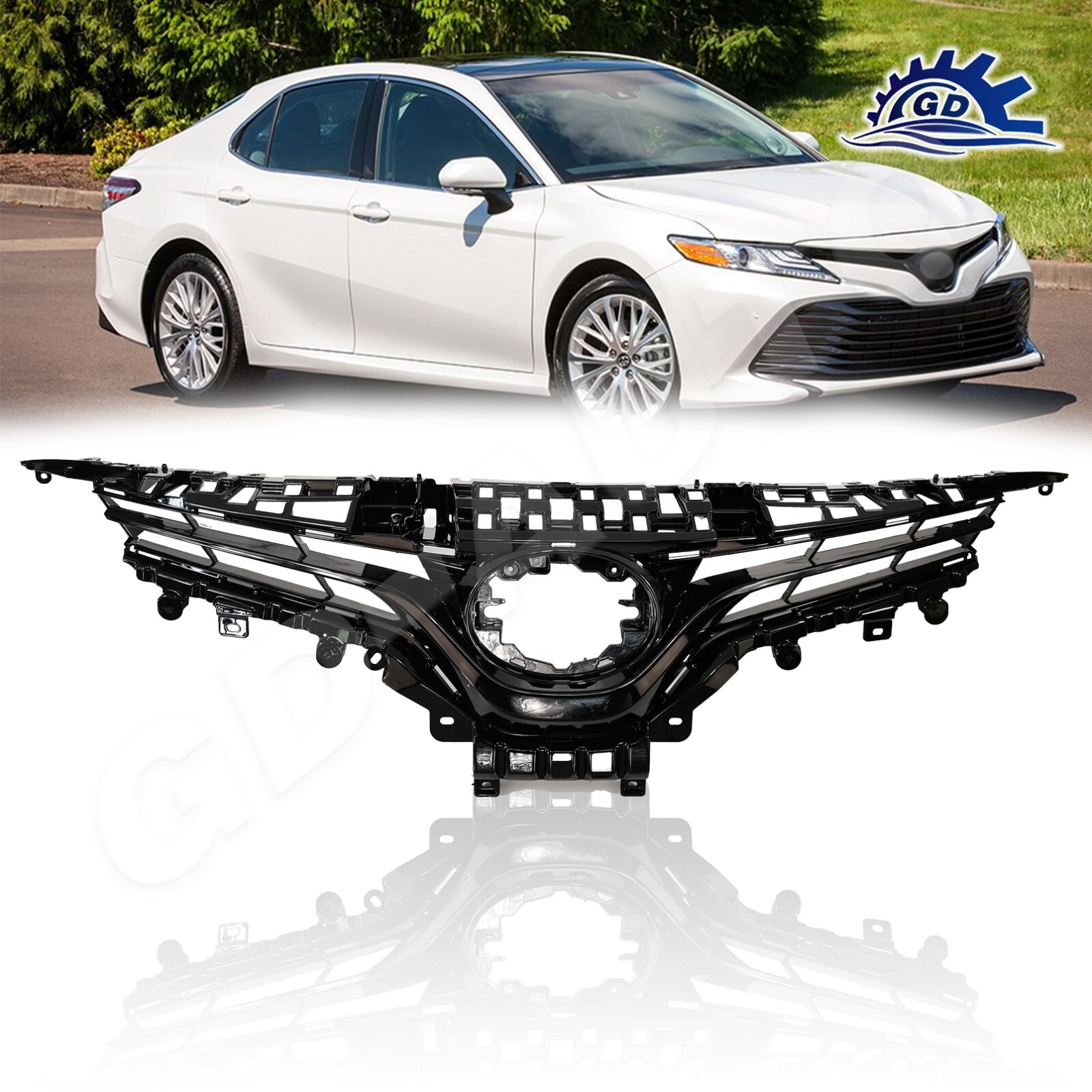 For 2018 2019 2020 Toyota Camry LE/XLE Front Bumper Upper Grille Glossy ...