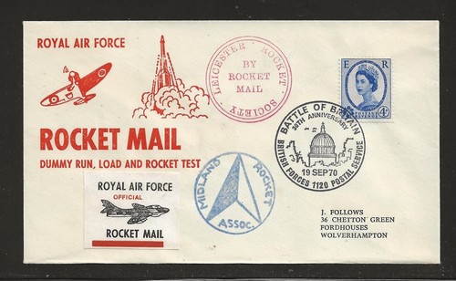 1970 GREAT BRITAIN rocket mail Leicester Rocket Society EZ 123C1 | eBay