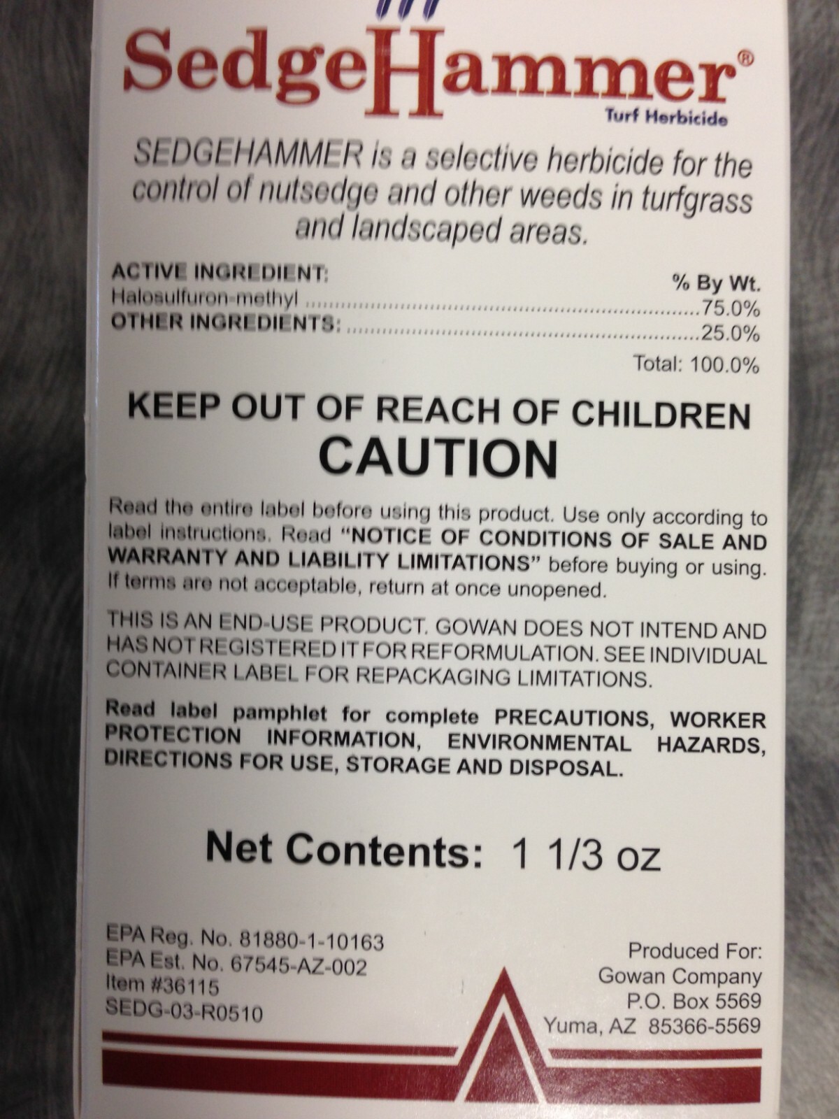 Sedgehammer Herbicide - 1.3 ounces (Replaces Prosedge, Manage)NO SALES ...