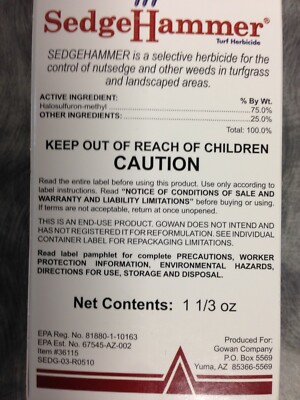 Sedgehammer Herbicide - 1.3 ounces (Replaces Prosedge, Manage)NO SALES ...
