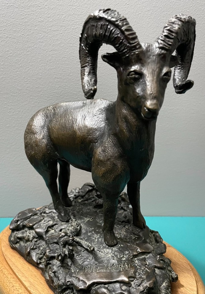 83 Bronze Bighorn Ram Sheep Buck Antlers Wildlife Animal Statue ...