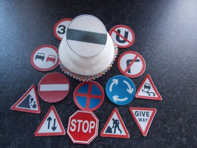 14 PRECUT Edible Road Signs wafer/rice paper cake/cupcake toppers | eBay UK