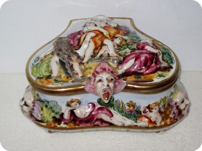 Vintage Capodimonte Porcelain Jewelry Large Box with Crown N Mark | eBay