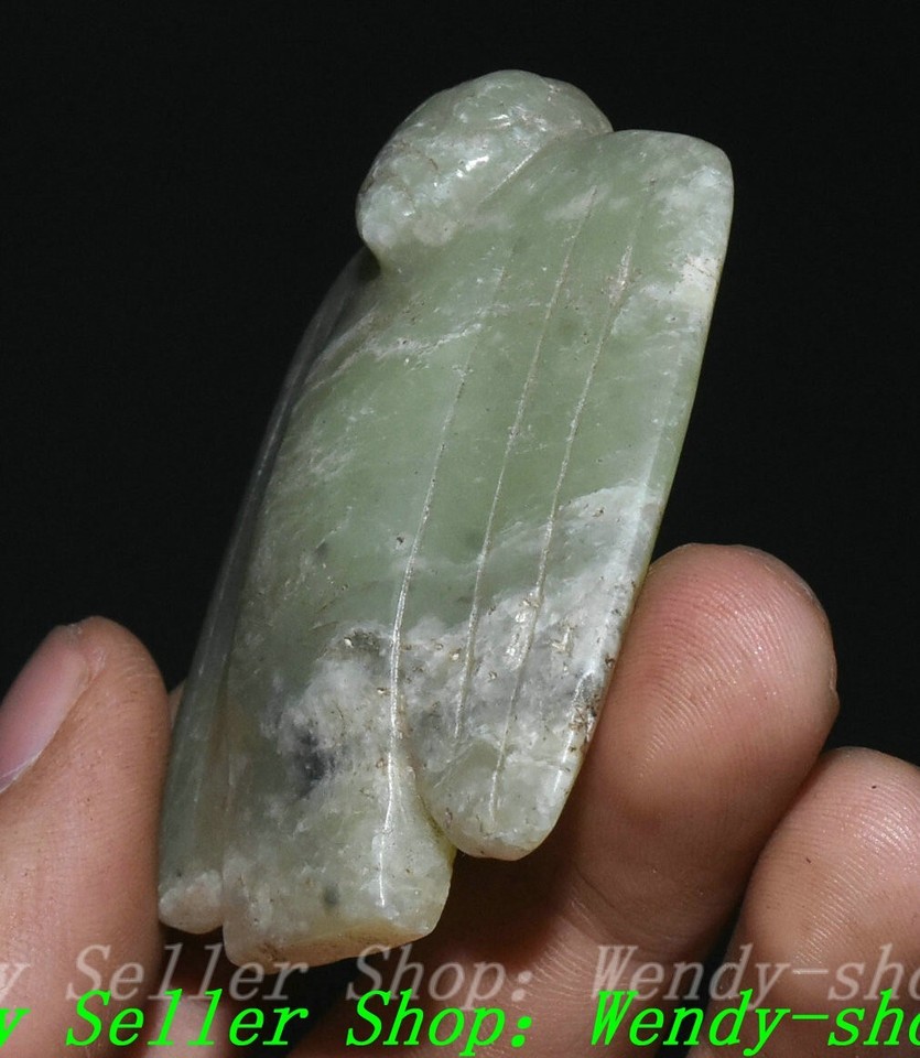 Old Hongshan Culture Natural Hetian Jade Carve Bird Eagle Hawk Amulet ...