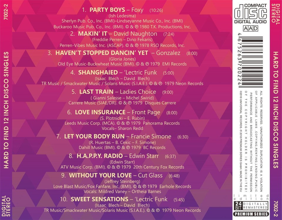 Hard to Find 12 Inch Disco SIngles Brand New Import 24 Bit Remastered ...