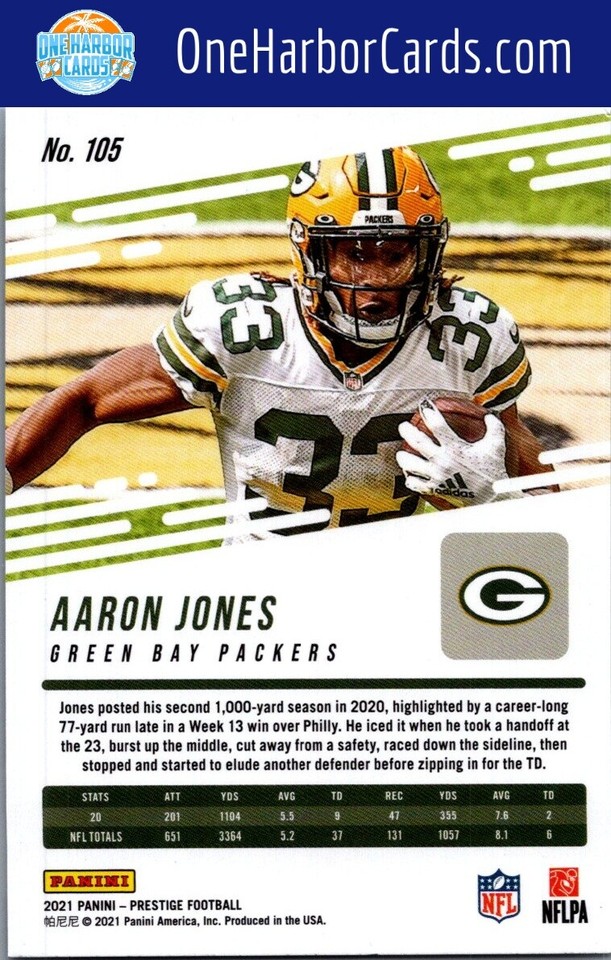 2021 Panini Prestige Green Bay Packers Football Card #105 Aaron Jones ...