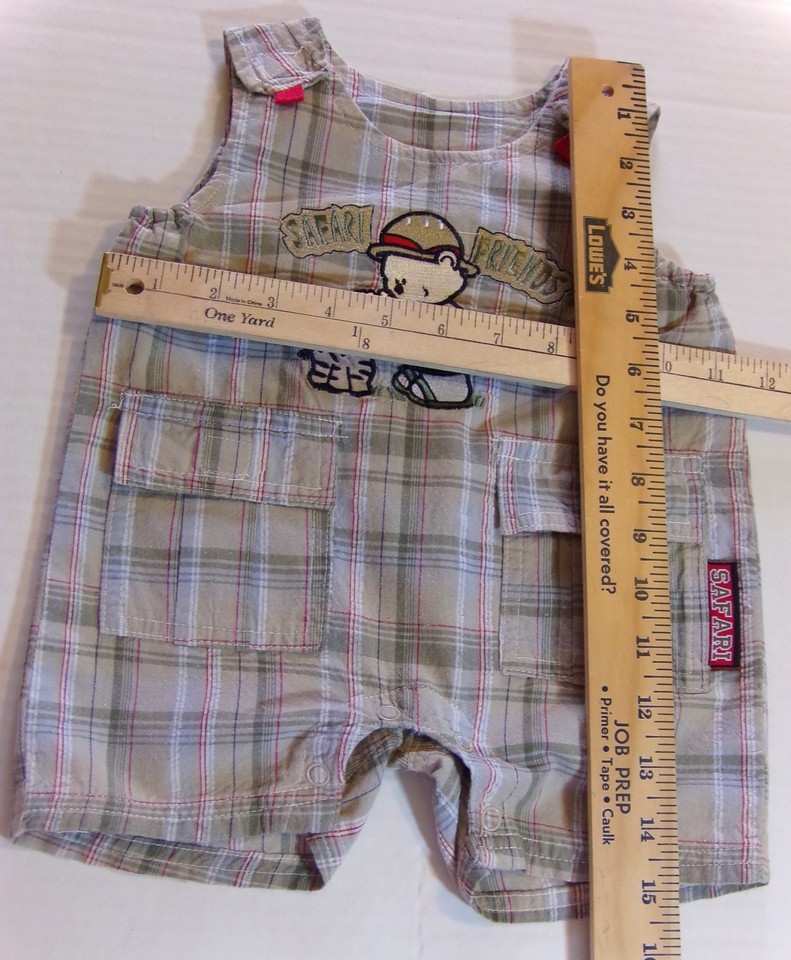 Cradle Togs Safari Friends Plaid One Piece Summer Outfit Size 12 Months ...