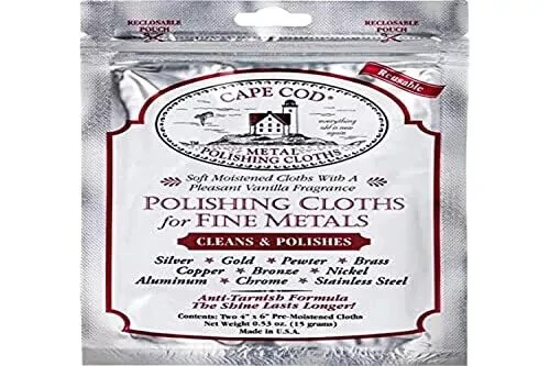 Cape Cod Polish Co Metal Polishing Cloths Foil Pouch 0.53oz Stainless ...
