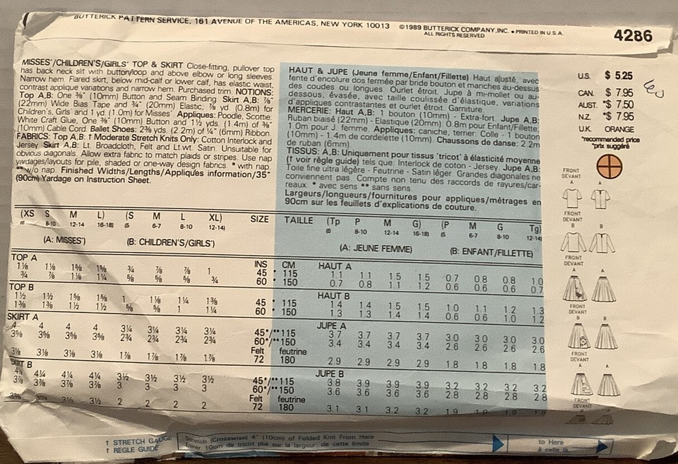 Butterick Poodle Skirt Costume Pattern #4286 Cut 50’s Dance Party ...