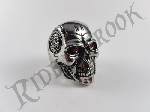 Chunky Stainless Steel Terminator Biker ring Harley Davidson outlaw T2 ...