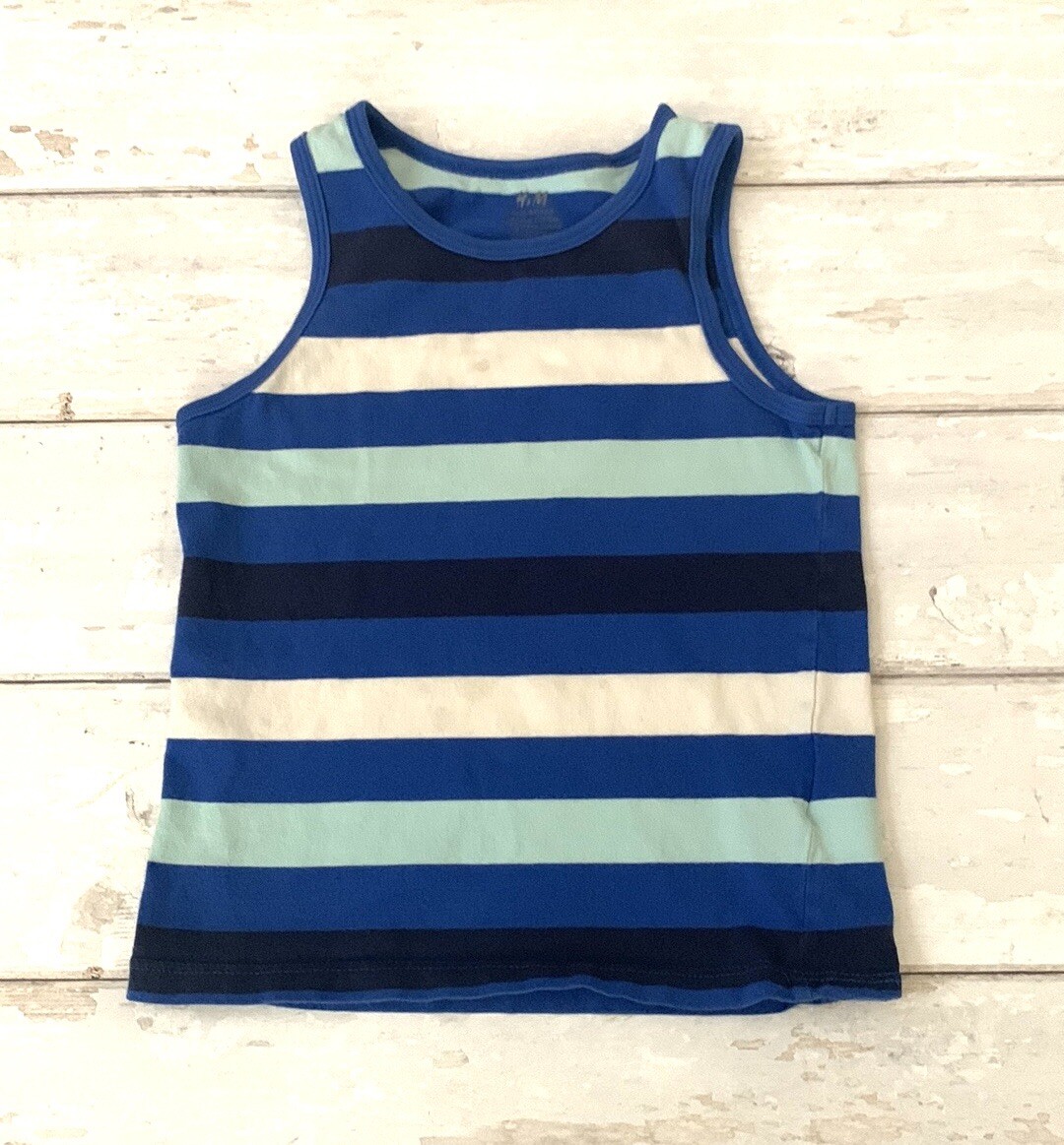 H&M Boys 4-6 Yrs Blue Rigby Stripes Rank Top Kids Summer Top 100% ...