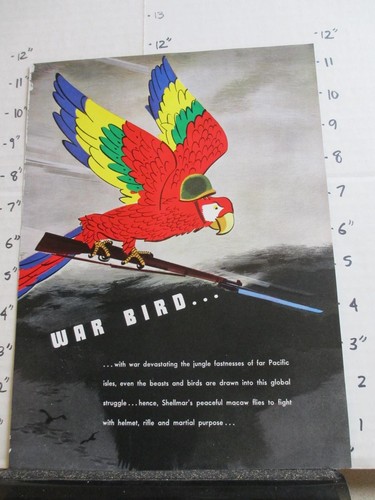 magazine ad 1943 SHELLMAR Mt Vernon OH WWII war airplane macaw parrot ...