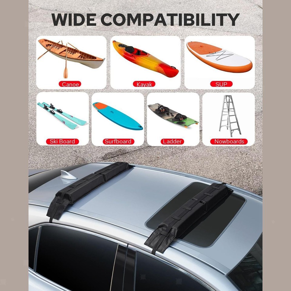 Generic Car Soft Roof Rack Pads Luggage Carrier System for Canoe ...