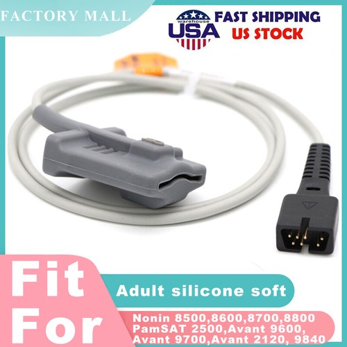 Adult silicone soft SpO2 Sensor Probe fit For Nonin 2500 8500 Avant ...