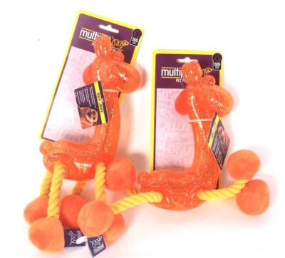 2 Ct Multipet Ruff Enuff Glitter Gang Squeaky Rubber & Rope Dog Toy | eBay