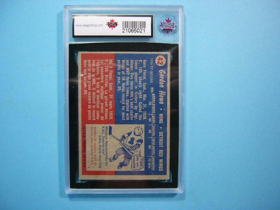 1957/58 TOPPS NHL HOCKEY CARD #42 GORDIE HOWE KSA 5 EX SHARP 57/58 ...