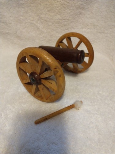 Vintage Wood Handmade Cannon Model Toy Moveable 8" Long 6" Wide | eBay