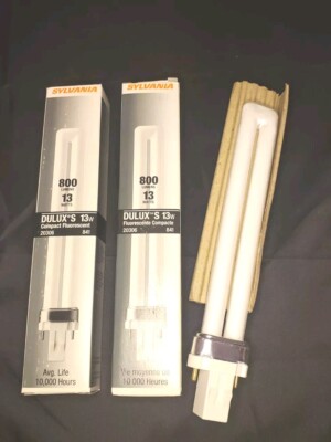 LOT OF 2 GENUINE OSRAM SYLVANIA 20306 DULUX S CF13DS/841 CFL BASE GX23 ...