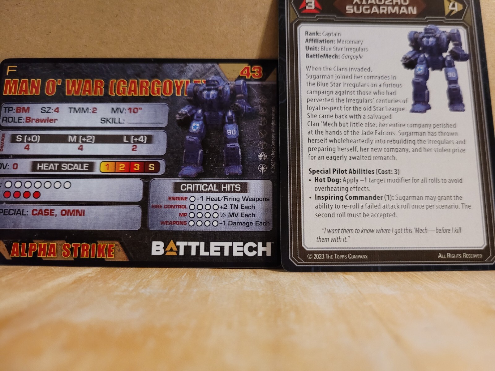 Battletech Gargoyle Man O War Gray Death Legion Lance Pilot, Mech Cards ...