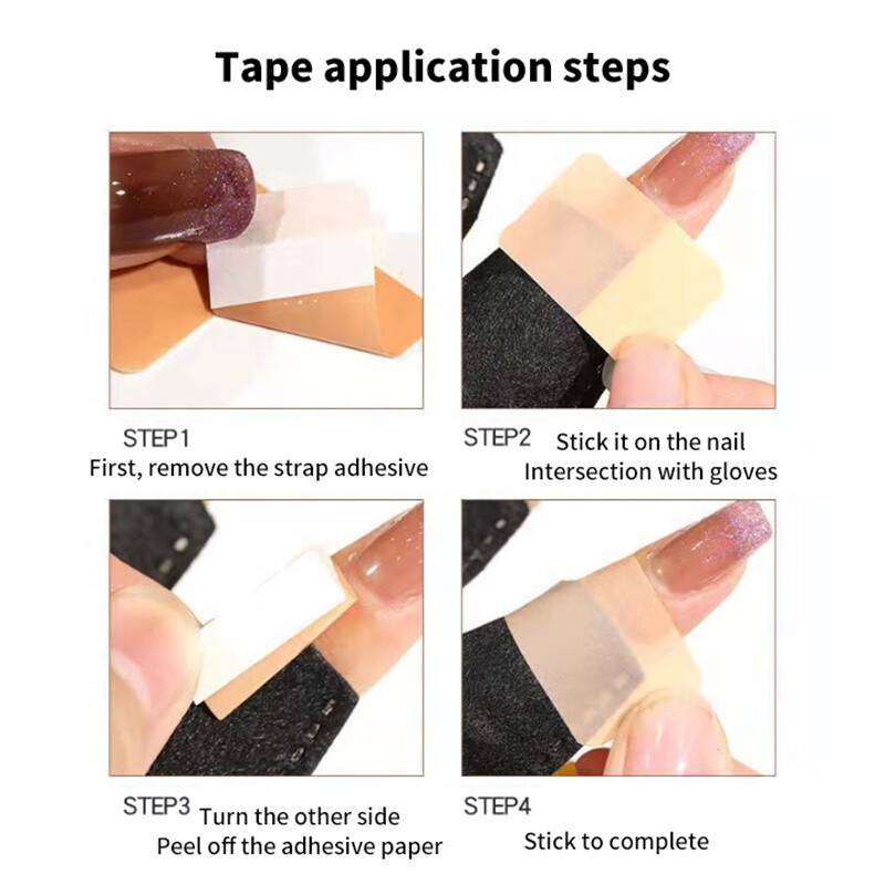 1Pairs UV Protection Nail Art Glove With Tape LED Radiation Protection ...