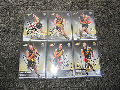RICHMOND TIGERS - AFL SELECT 2012 SIGNED CARD X 6 BULK LOT KING NEWMAN ...