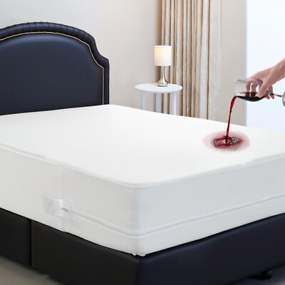 Mattress Encasement Waterproof Protector Zippered Deep Pocket Bed Bug ...