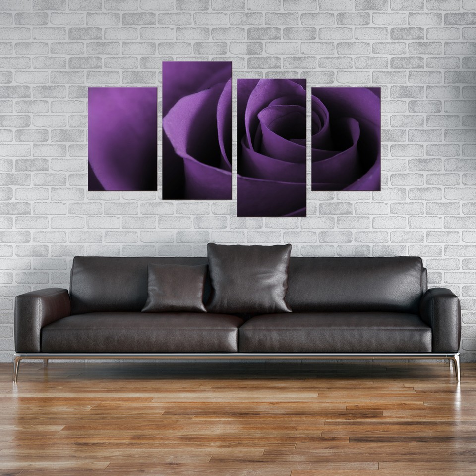 Large Purple Rose Floral Canvas Wall Art Pictures 130cm Prints XL 4112 ...