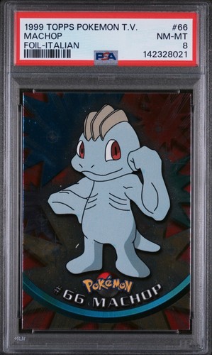 Machop 66 Pokemon Topps RARE ITALIAN Vintage Tcg Card 1999 Foil PSA 8 ...