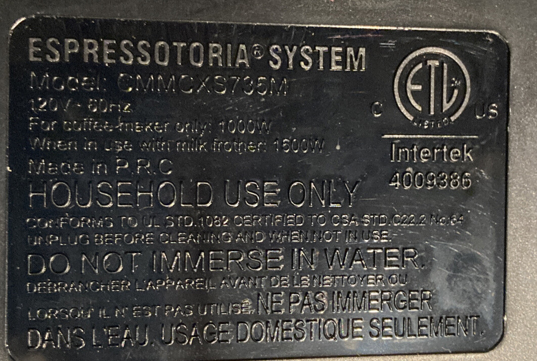 Espressotoria Caprista Espresso Coffee Pod System CMMCXS735M Drip Tray ...