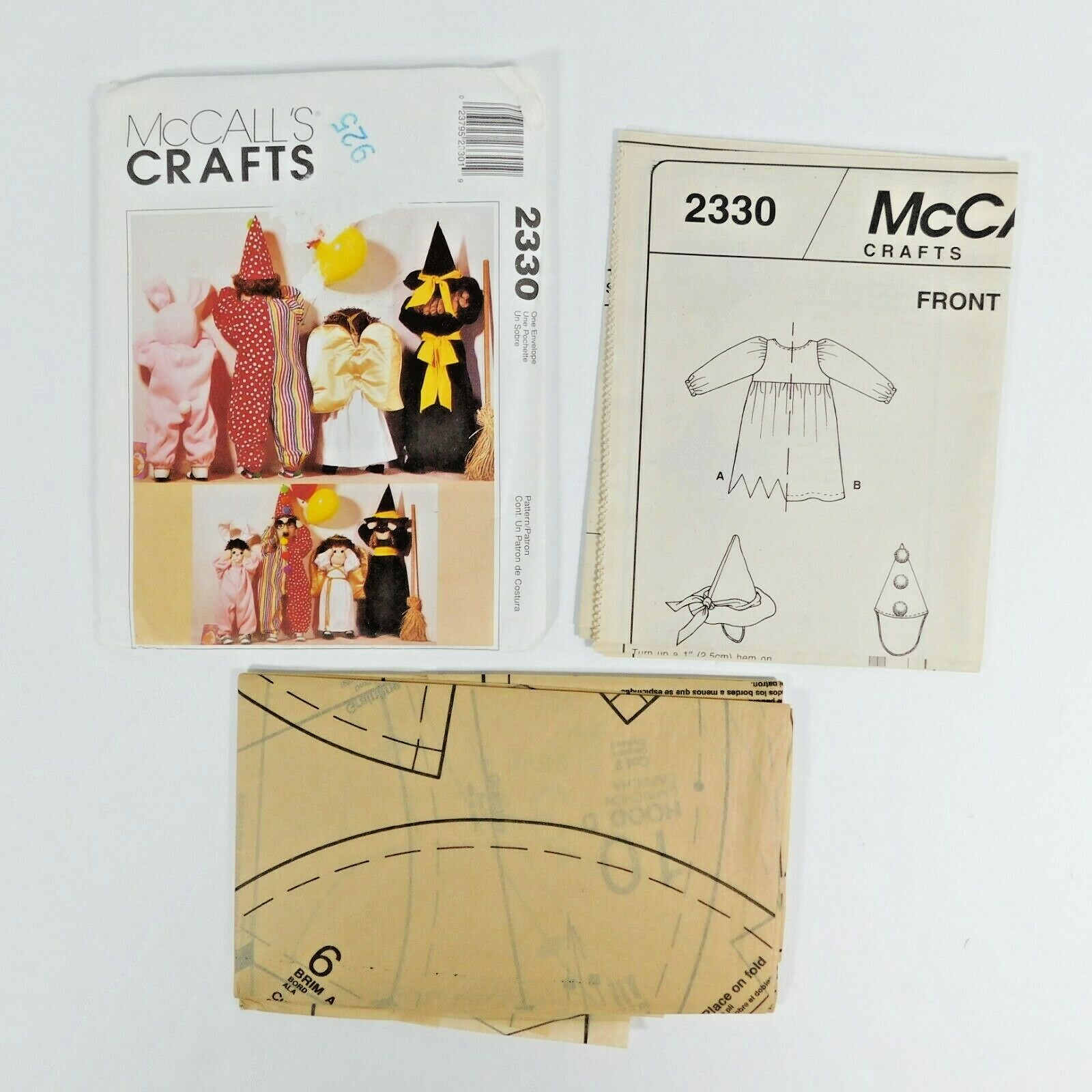 McCalls Crafts 2330 Doll Costumes Sewing Pattern Witch Angel Clown ...