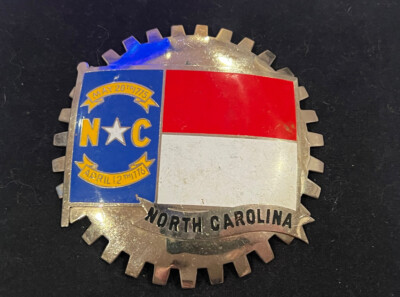 Badge automobile auto car North Carolina gear shape crest Vintage | eBay