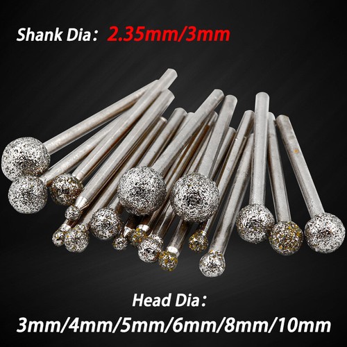 3mm-10mm Round Diamond Burr Drill Bits Grinding Carving for Dremel ...
