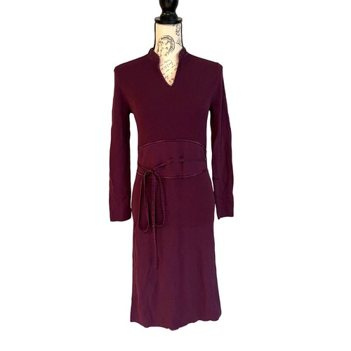Spenser Jeremy Knit Dress Purple Ribbed Long Sleeve Bodycon Belt Small ...