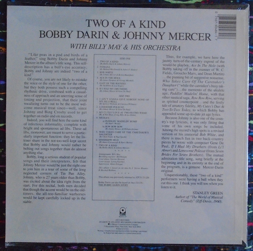 BOBBY DARIN & JOHNNY MERCER, Two Of A Kind USA New Sealed LP FREE ...