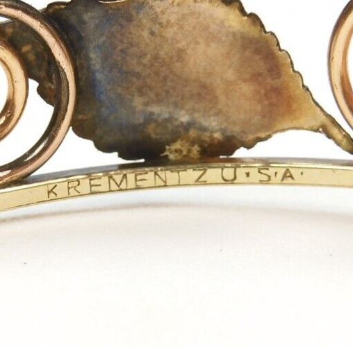 Antique Vintage Krementz 13K Rose Green Gold Cuff Bracelet .446" IC 7 ...