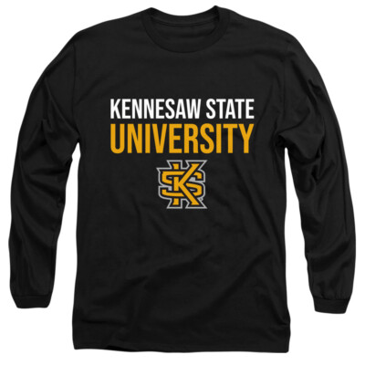 Kennesaw State University Adult Long Sleeve T-Shirt Stacked, Black, S ...
