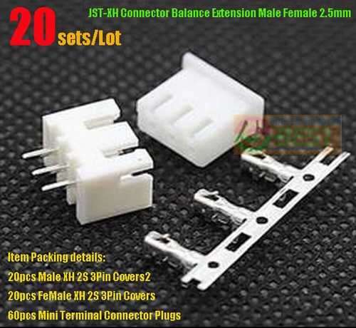 20Sets SALE DIY JST- XH 3Pin 2.54mm 2S LiPo Balance Connector Plug ...