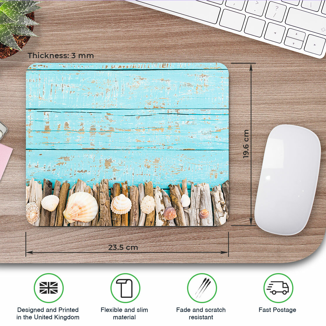 Computer Mouse Mat - Seaside Drift Wood Sea Shells Office Gift #15789 ...