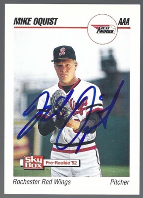 1992 Skybox Pre-Rookie AAA Baseball #210 Mike Oquist IP autograph ...