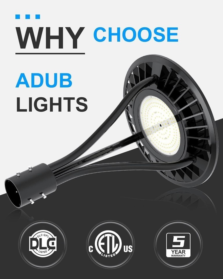 100W LED Post Top Outdoor Circular Area Pole Lights 5000K Garden IP65 ...