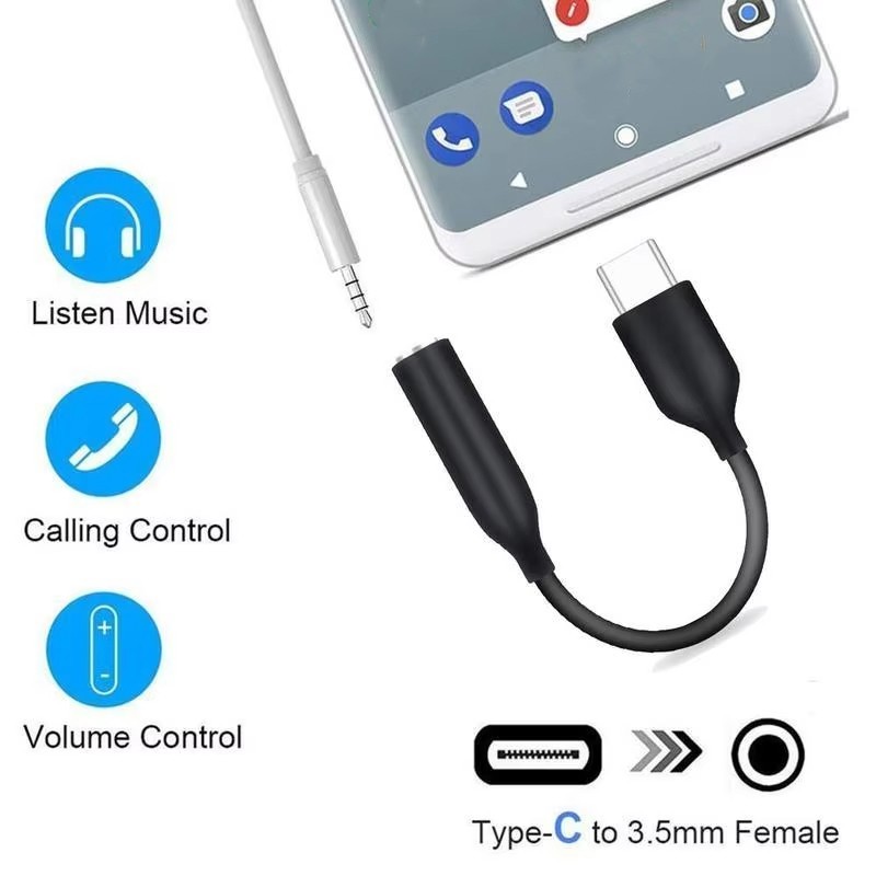 USB TYPE C TO 3.5mm AUDIO HEADPHONE ADAPTER JACK FOR ANDROID AND LATEST ...