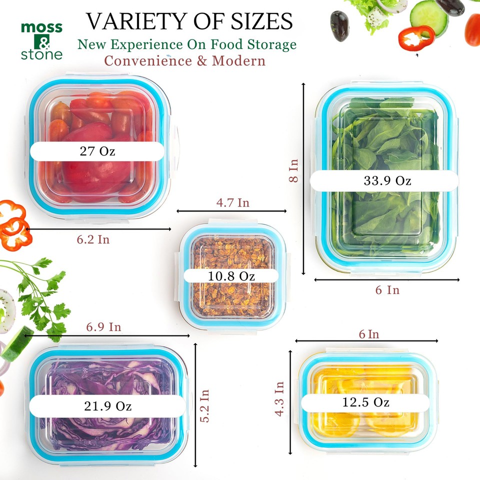 Kitchen Glass Food Storage Containers Set with Lids 10 Pcs. Snapware ...